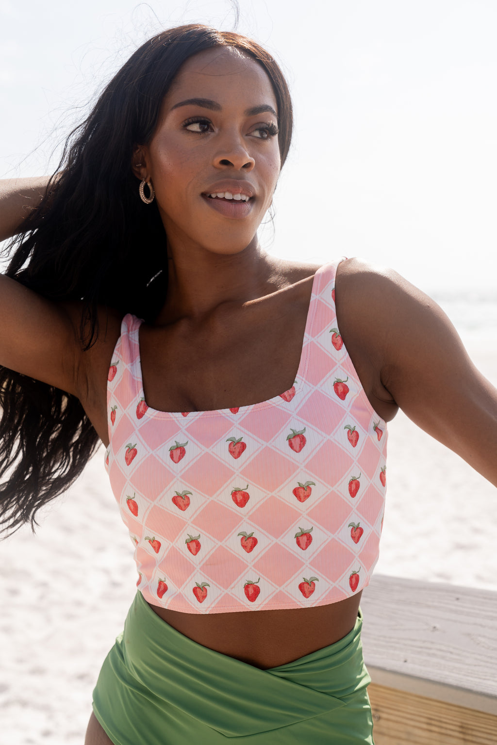 Coast Swim Top | Strawberry Check – Coral Reef Swim